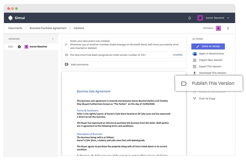 Finalising a Document | Simul Docs